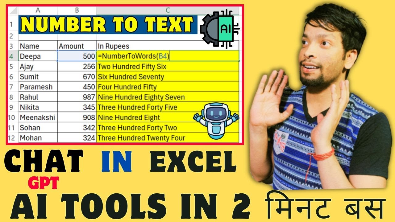 Increase Your Excel Skills Using CHAT GPT | convert number to text ...