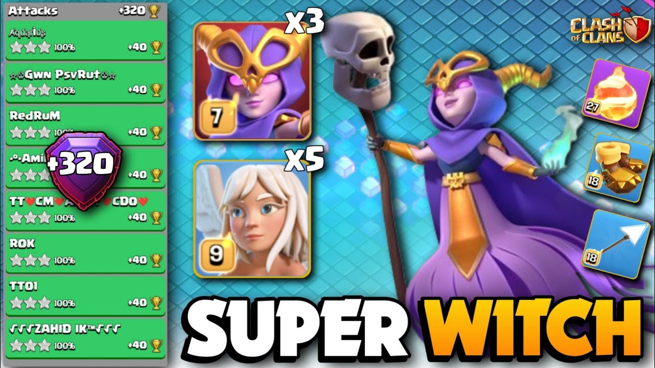 +320 EASILY Get 3 Stars 🔴 SUPER WITCH FIREBALL HEALER 🔴 TH16 Attack ...