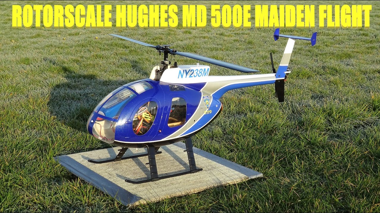 ROTORSCALE HUGHES MD500E MAIDEN FLIGHT - YouTube