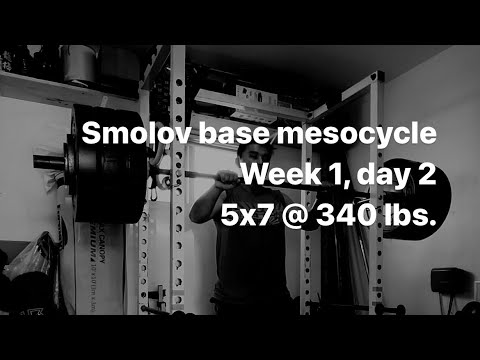 Front squat Smolov base mesocycle day 2 (5x7 @ 340 lbs.) - YouTube