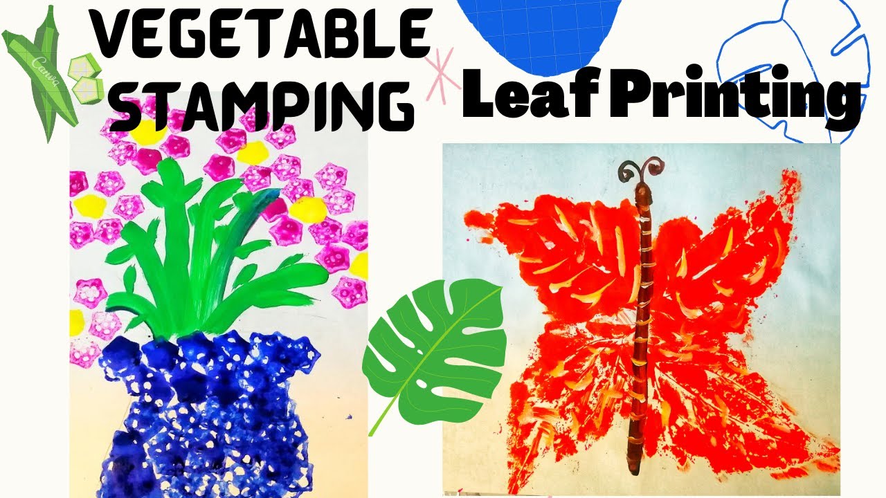DIY Leaf Printing & Ladyfinger Printing|Painting Ideas for Toddler|Kids ...