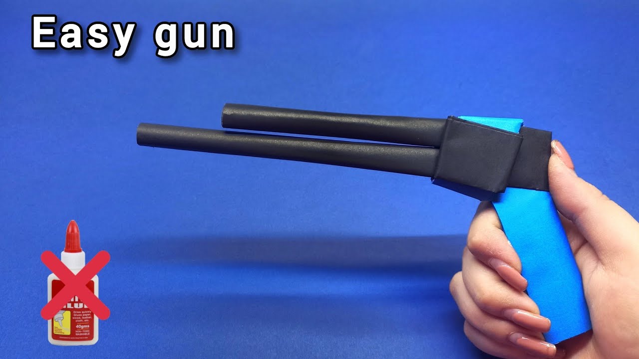 Origami gun easy pistol no glue no tape | How to make paper things ...