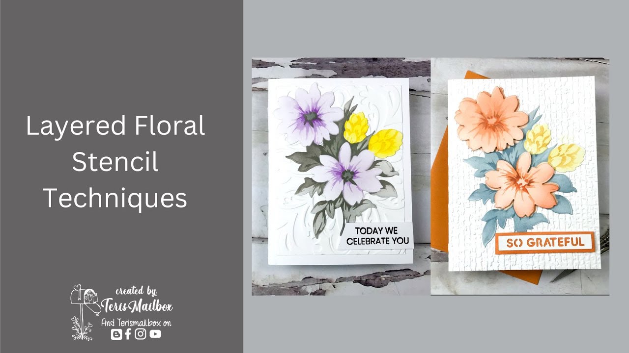 Layered Floral Stencil Techniques - YouTube