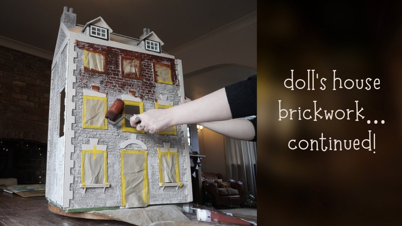 Continuing the DIY Miniature Brickwork in my 1:12 Scale Doll's House ...