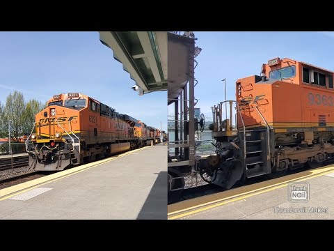 Bnsf grain train heading into auburn yard + bnsf 9363 as a dpu - YouTube