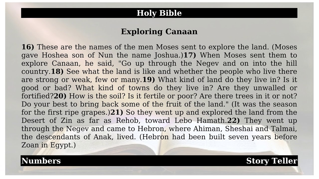 Numbers - Chapter 13 - Exploring Canaan | The Holy Bible - YouTube