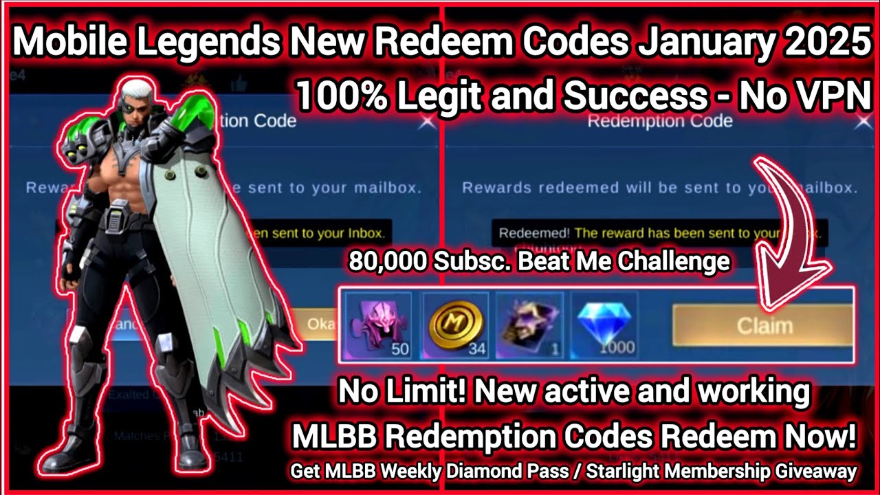 Mobile Legends Redeem codes January 26 2025 - get MLBB Permanent Skin ...