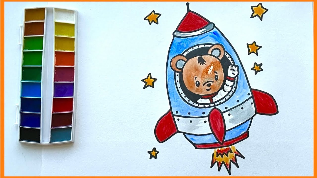 How To Draw A Bear With Rocket | Easy Dreams For Kids - YouTube