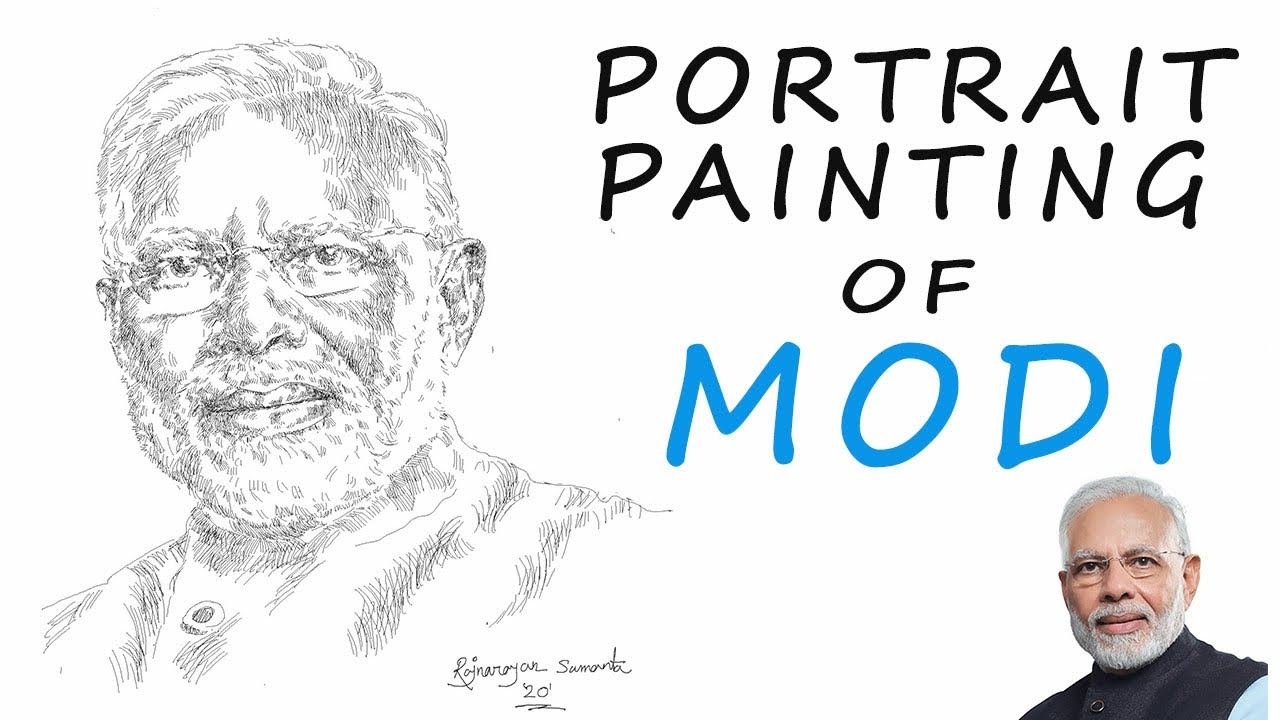 Digital Portrait of prime minister Modi - YouTube