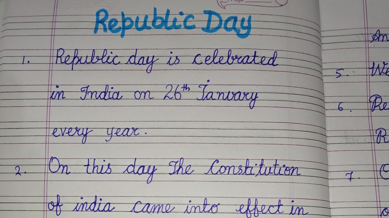 Republic Day Cursive Writing 🇮🇳 | 10 Lines on Republic Day | Beautiful ...