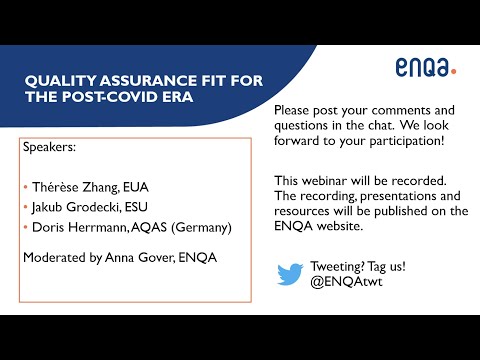 ENQA online General Assembly Seminar: QA fit for the post-Covid era