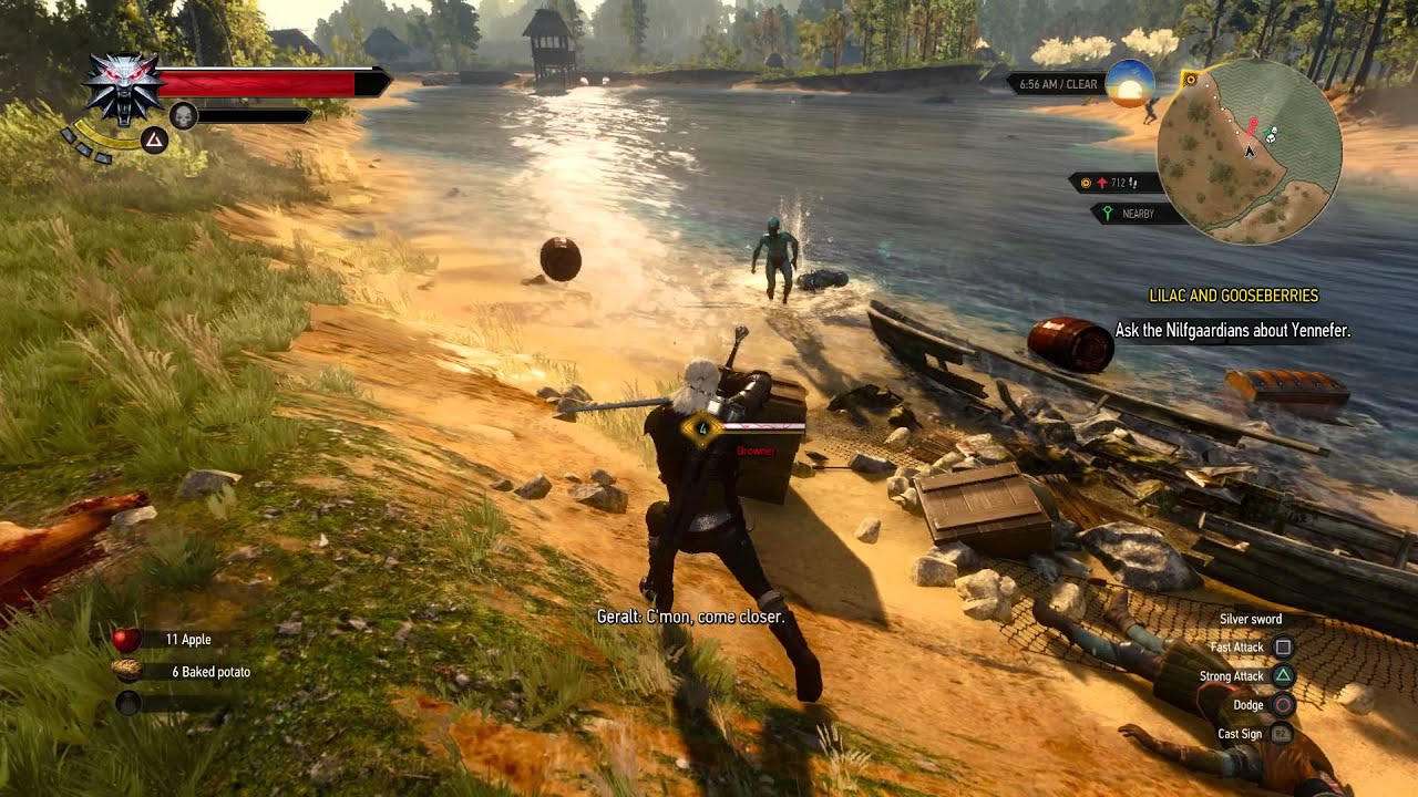 The Witcher 3: Wild Hunt - Guarded Treasure Dronwer Fight (Quen, Igni ...