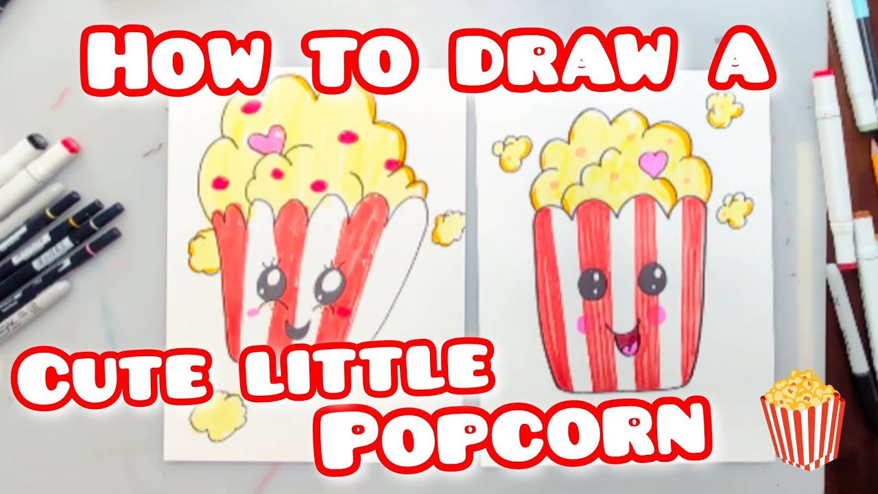 How to draw a cute little popcorn 🍿 - YouTube
