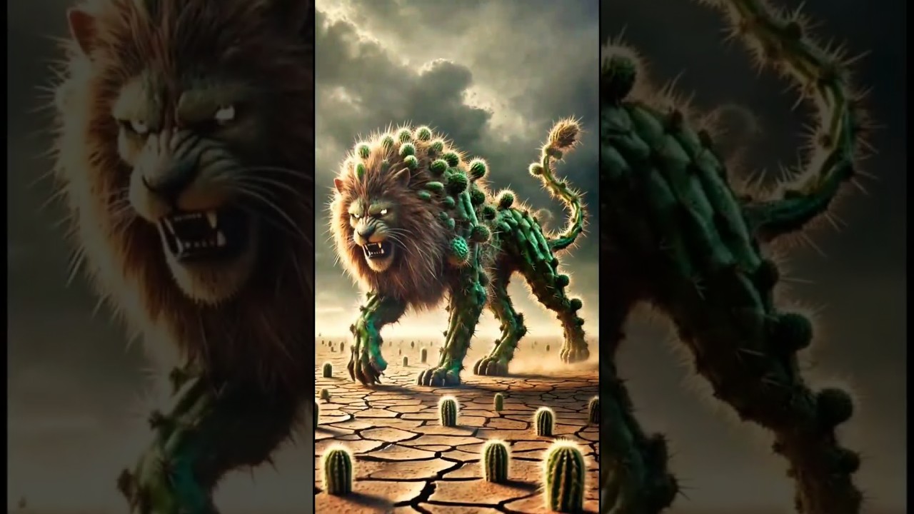 lion vs cactus 😱 - YouTube