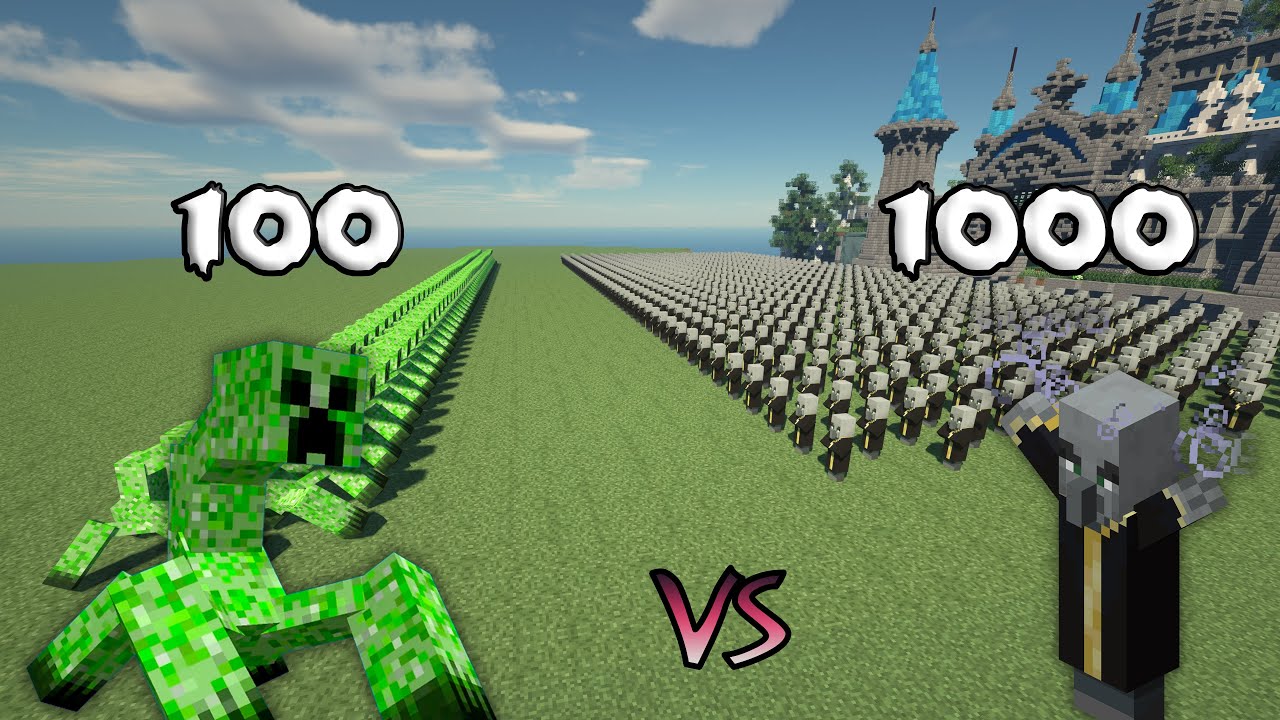 100 Mutant Creeper Vs 1000 Evoker |Minecraft| - YouTube