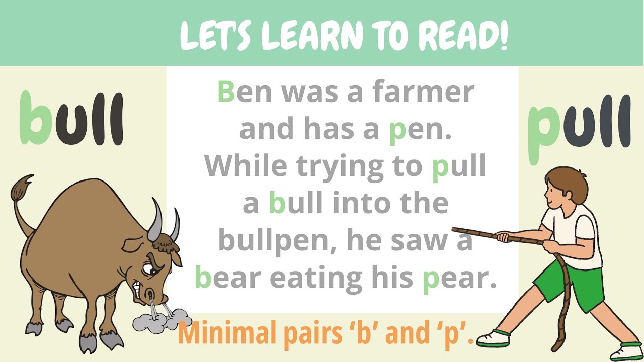 LET'S READ! || Minimal pairs b and p || Reading Drills || Reading ...