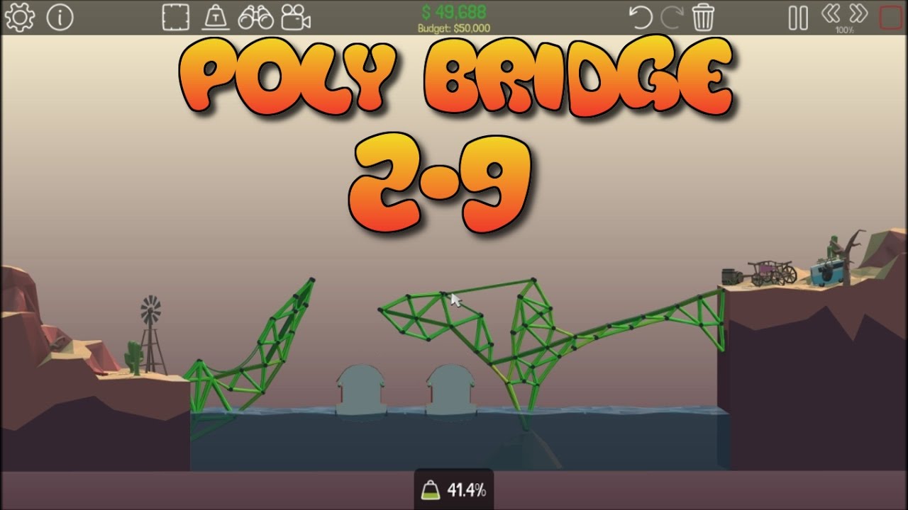 Poly bridge level 2-9 complete and under budget - YouTube