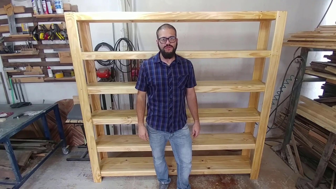 Fabricando uma estante de madeira de pinus - YouTube