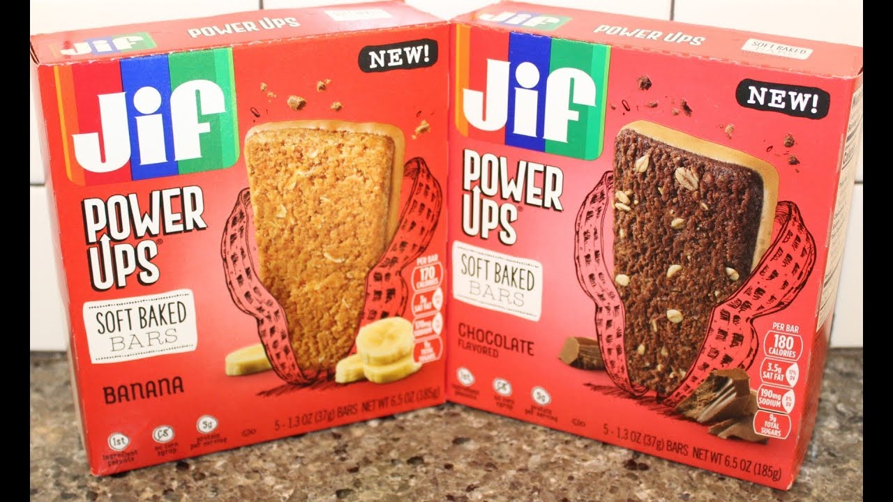 Jif Power Ups Soft Baked Bars: Banana & Chocolate Review - YouTube