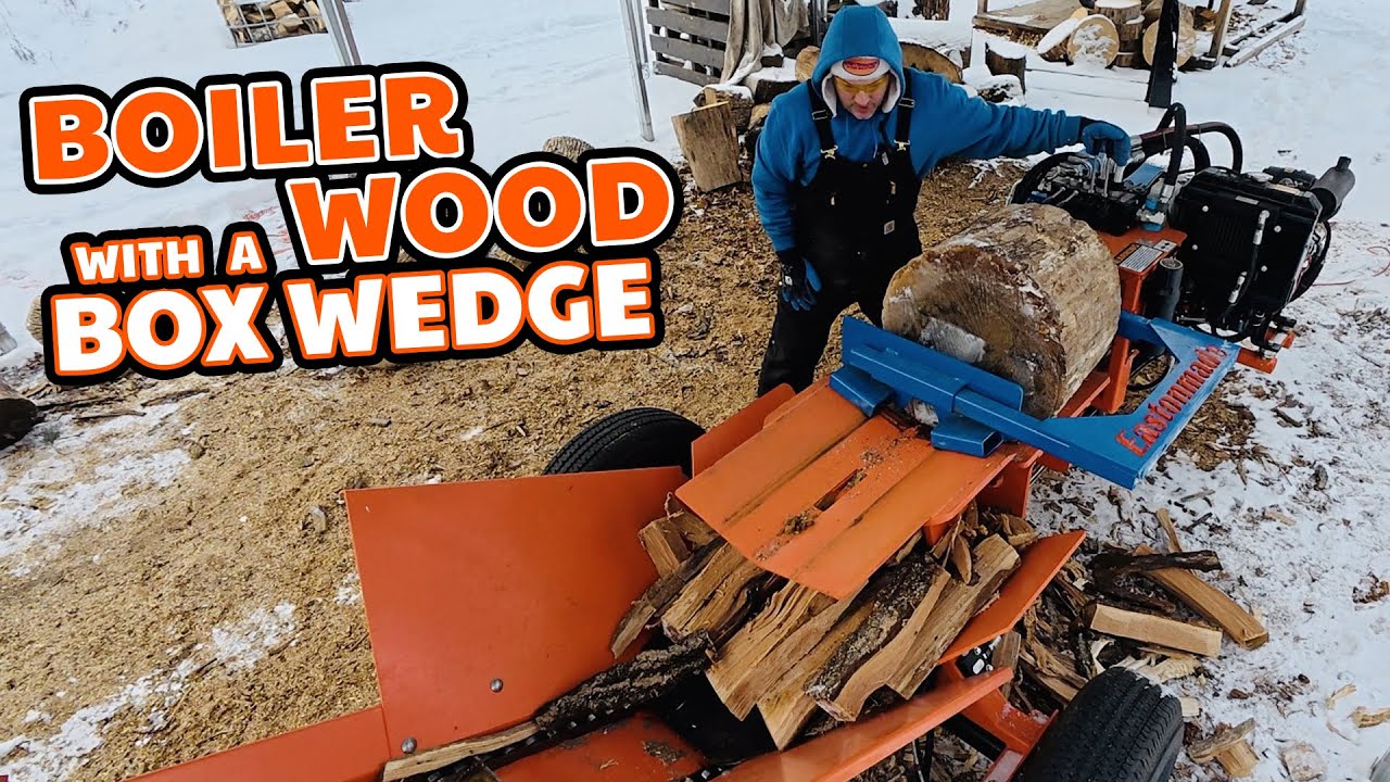 Boiler Wood With a Box Wedge - Eastonmade 37D Log Splitter - YouTube