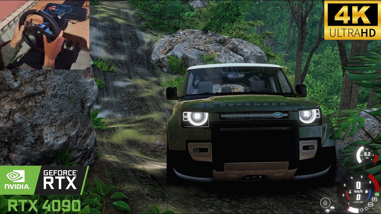 Realistic off-roading through jungle in Land Rover Defender ends in a ...