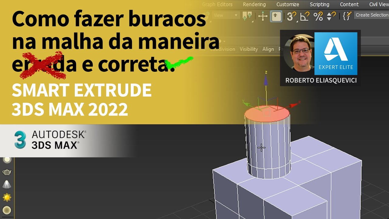 Fazer Buracos na malha 3D Usando Smart Extrude 3ds max 2022 - YouTube