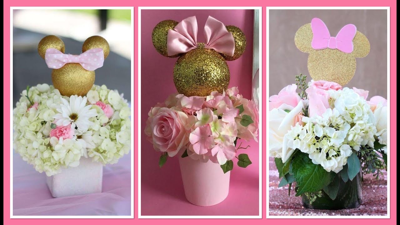 Hermosos Centros de mesa con flores de Minnie Mouse 🎀 Ideas 💡 - YouTube