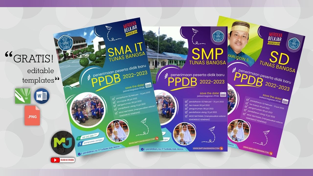 Desain Poster PPDB 2022 Kertas A4 | GRATIS Template CDR, PNG dan ...