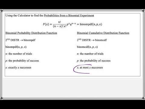 Math 208 : 4.3 #20 (Elementary Statistics Tutorial : Binomial Distributions - binompdf ...