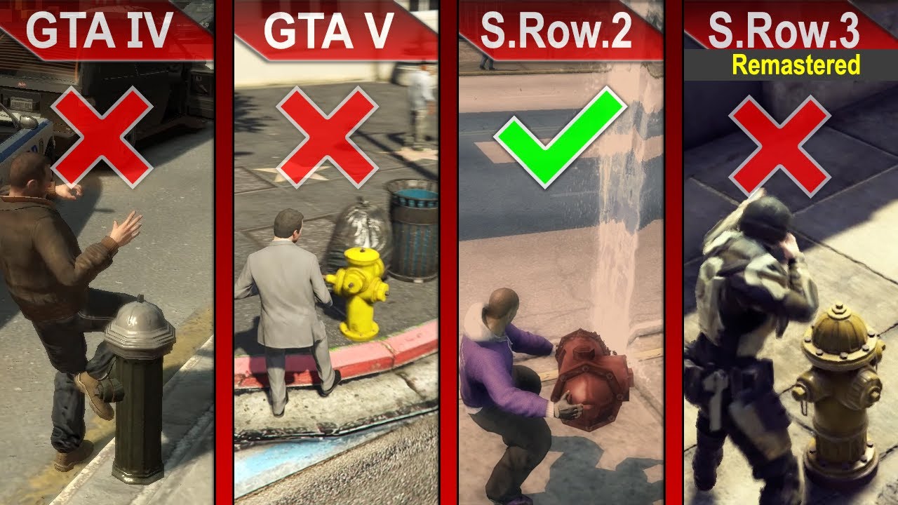 THE BIG COMPARISON 2 | GTA IV vs. GTA V vs. Saints Row 2 vs. Saints Row ...