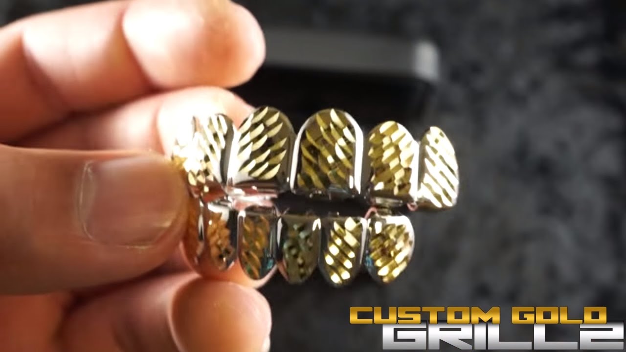 14k Silver Diamond Cut Grills by Custom Gold Grillz - YouTube