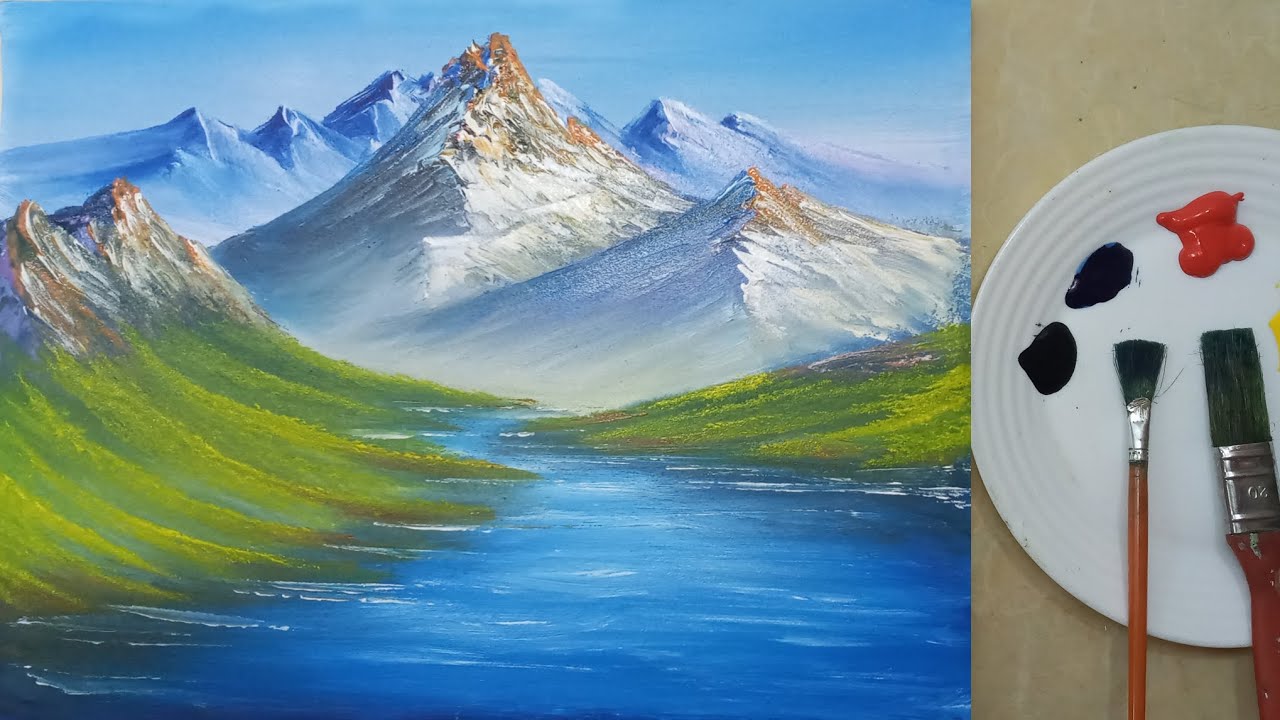 طريقة سهلة ورائعة لرسم منظر طبيعيرسم جبال Youtube