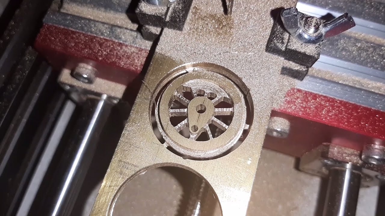 Milling machine CNC1310 - steam locomotive wheel milling in brass - YouTube