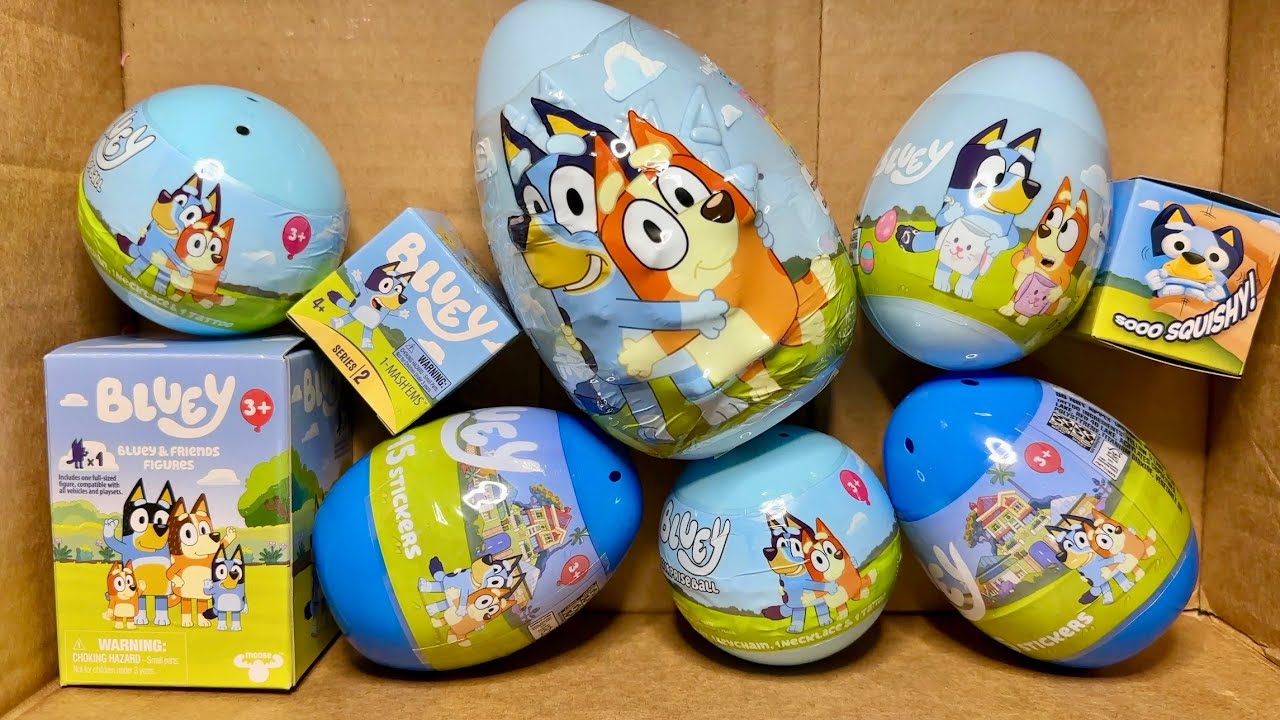 ASMR Bluey Disney junior Easter eggs unboxing toys - YouTube