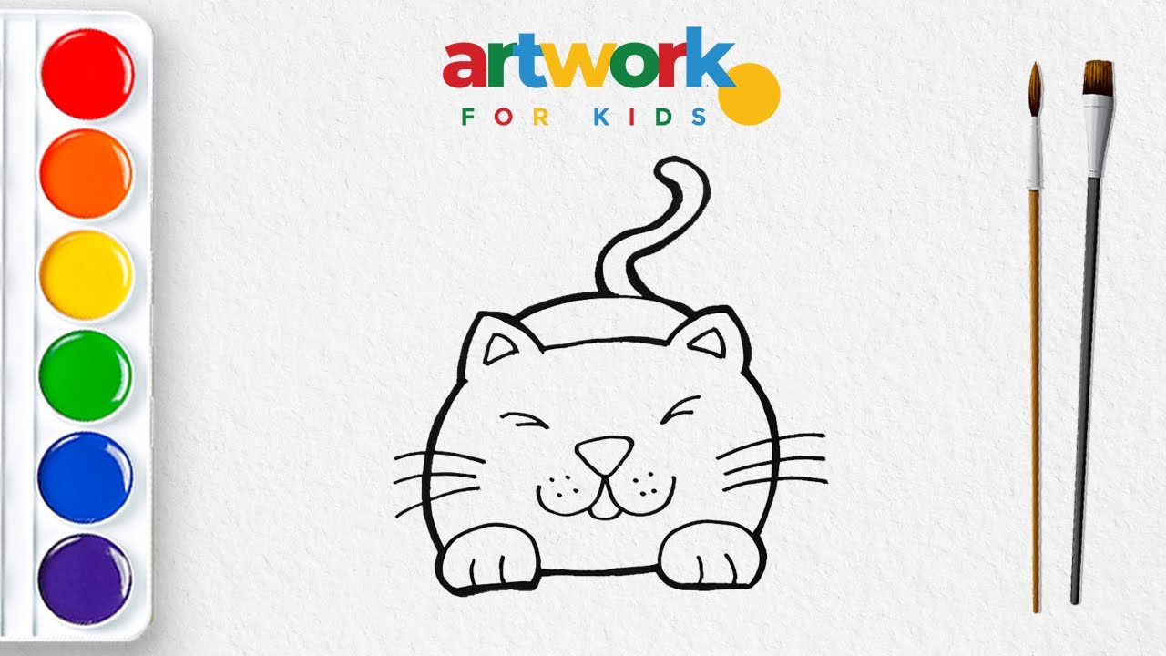 How To Draw A Cat Step By Step | Cat Drawing Lesson | Artwork for Kids ...