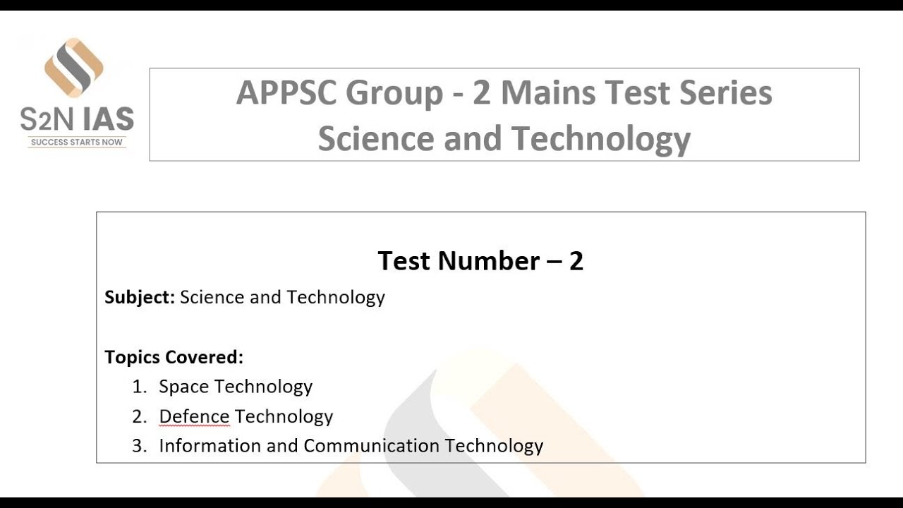 Science and Technology Test Series | APPSC Group - 2 Mains | S2N IAS ...