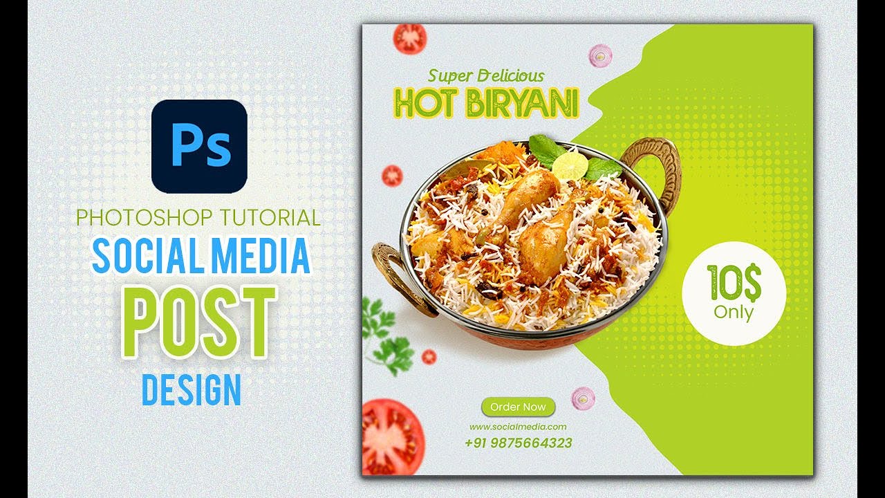 Food Social media design in photoshop l Chicken biryani post design ...