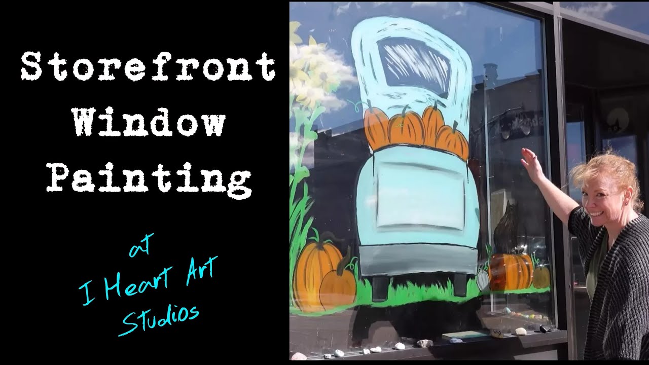 Storefront Window Painting at I Heart Art Studios - YouTube