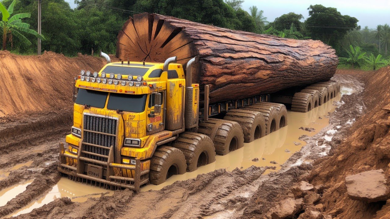 MOST CRAZY Biggest Wood Logging Truck Operator Skill Working At Another Level - YouTube