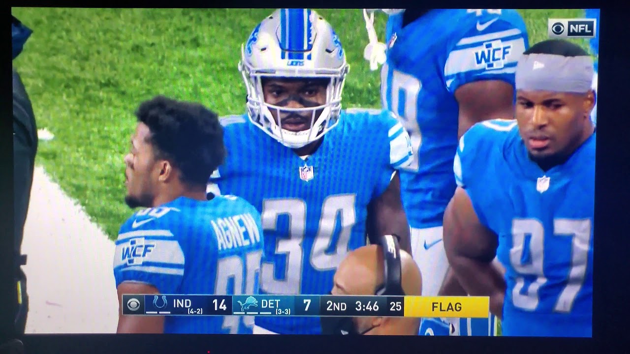 Tony McRae #34 kick catch interference Lions/Colts - YouTube