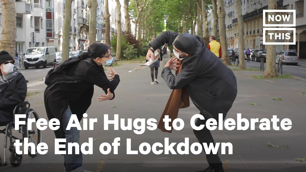 Man Celebrates End of Lockdown with Free Air Hugs | NowThis - YouTube