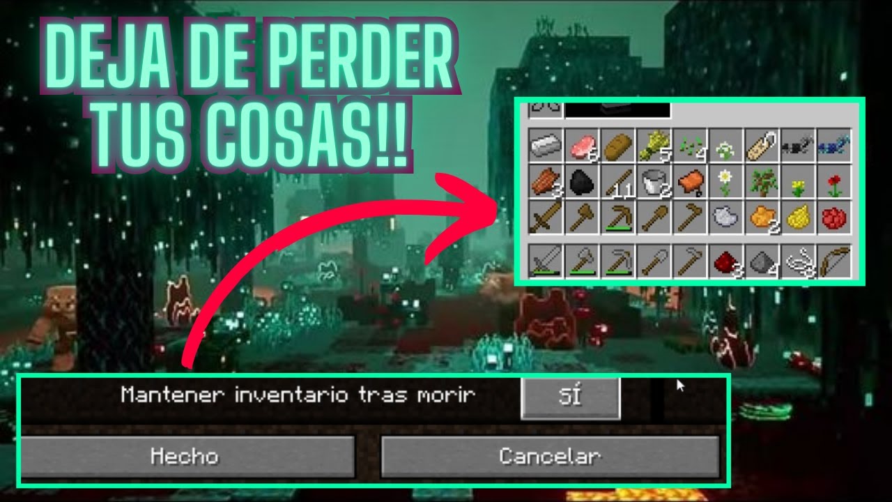 COMO ACTIVAR el MANTENER INVENTARIO en MINECRAFT - YouTube
