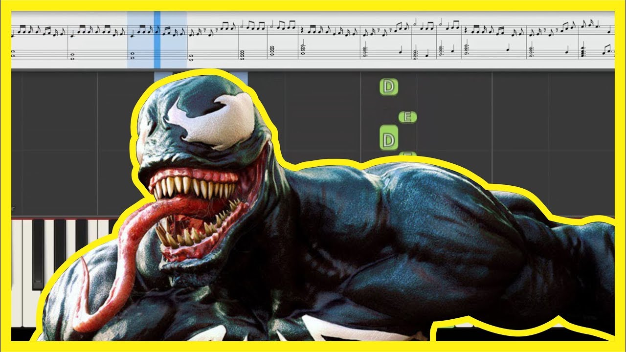 Venom - OST Main Theme Easy Piano Cover Tutorial - YouTube