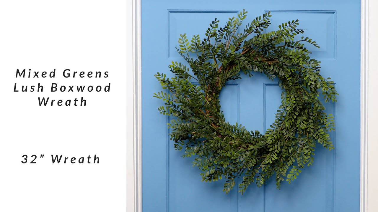 32" Mixed Greens Lush Boxwood Artificial Wreath - Unlit | Northlight ...