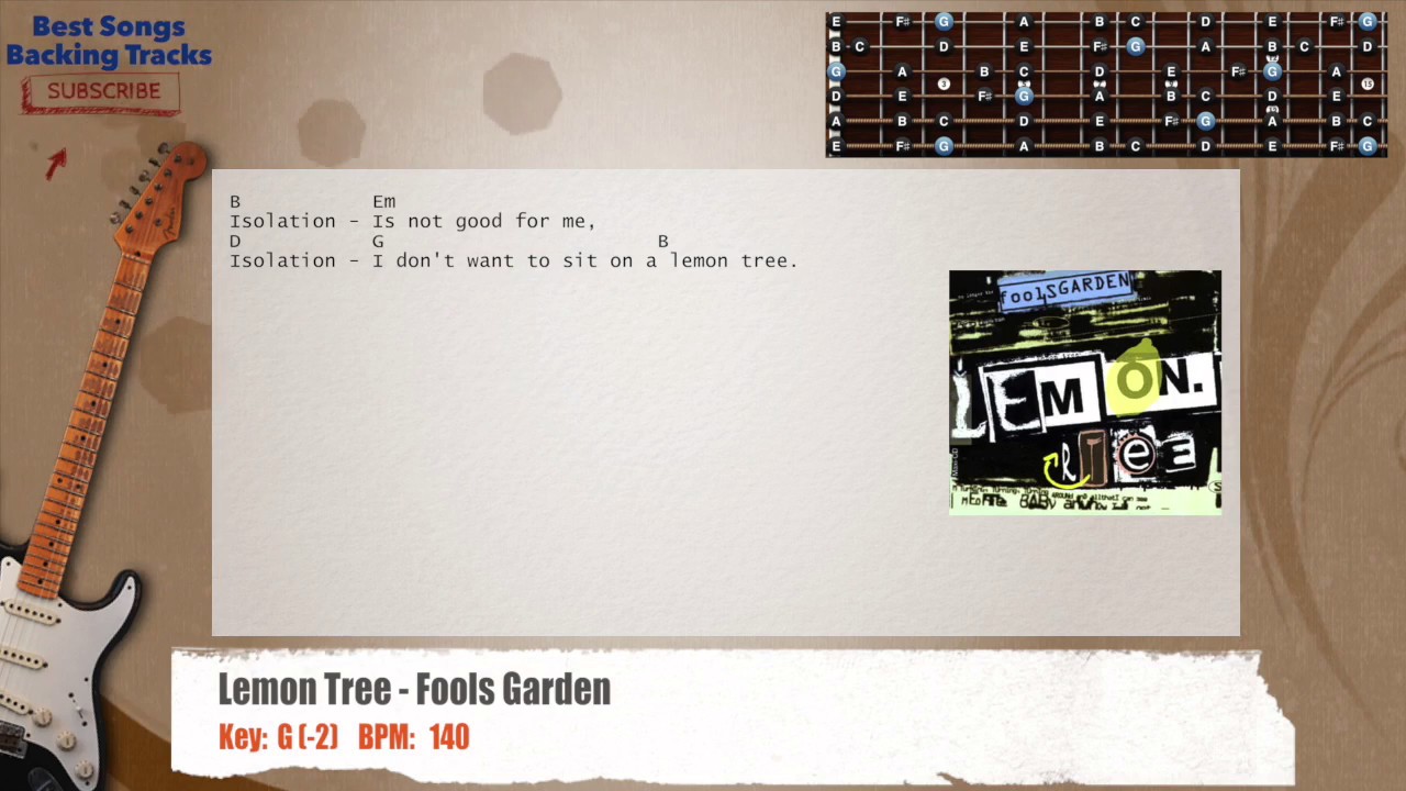 🎸 Lemon Tree - Fool's Garden Guitar Backing Track with chords and ...