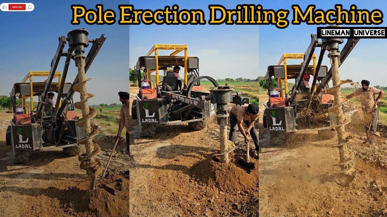 Drilling Machine || Electric Pole instalation Process || - YouTube