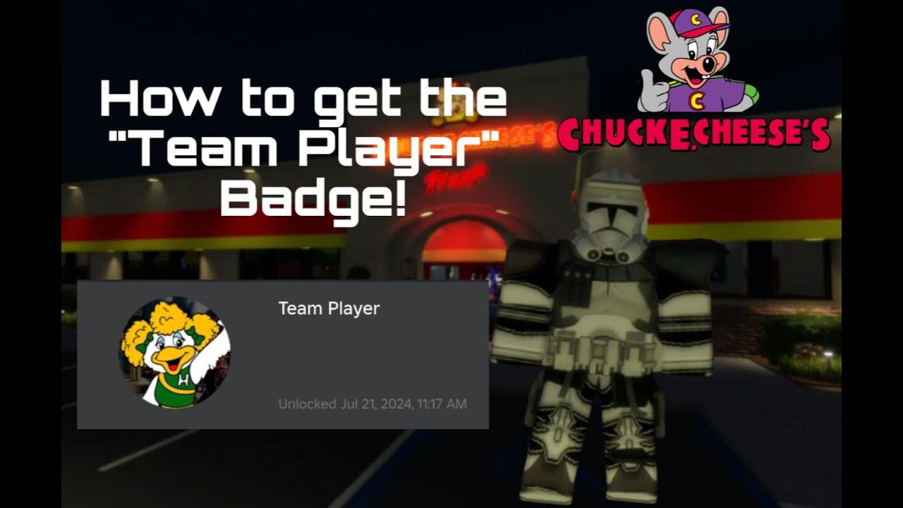 How to get the "Team Player" badge in Roblox Chuck E Cheese Surfside ...