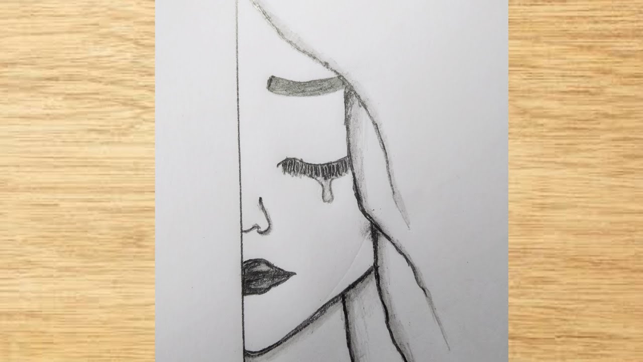 How to draw emotional girl face step by step.easy girl face drawing ...