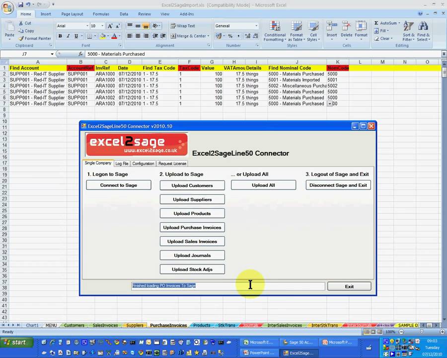 Excel2Sage: How to import a Purchase Invoice batch in to Sage 50 from ...