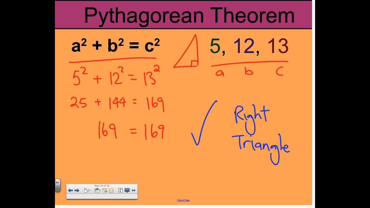 Chapter 5 Lesson 5 - The Pythagorean Theorem - Example 3 - YouTube